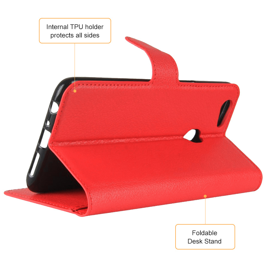 Leather Wallet Case for Oppo A73 / F5 (Red)